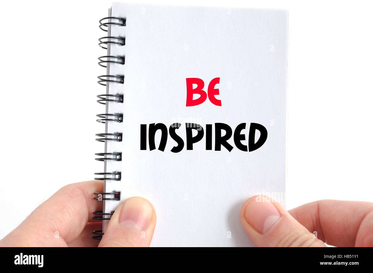 Be inspired text concept isolated over white background Stock Photo - Alamy