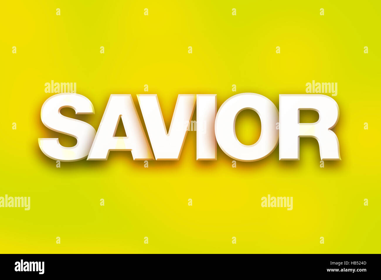 The word "Savior" written in white 3D letters on a colorful background ...