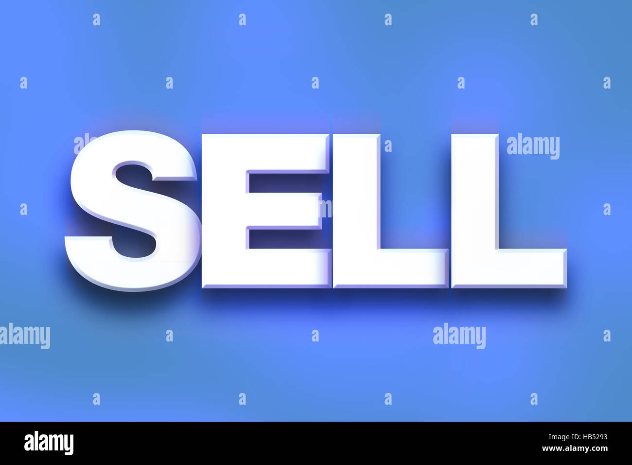 The word "Sell" written in white 3D letters on a colorful background ...