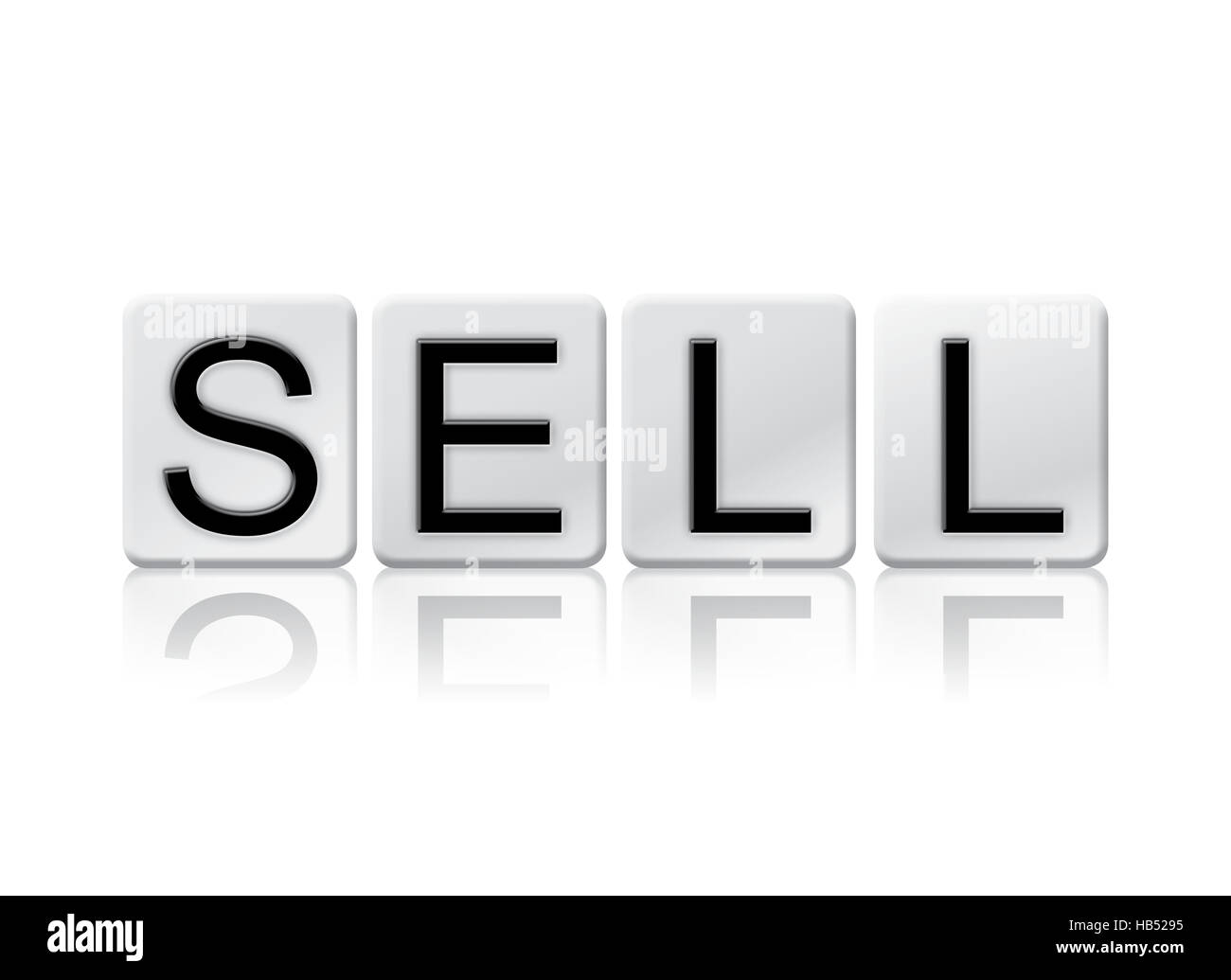 The word "Sell" written in tile letters isolated on a white background ...