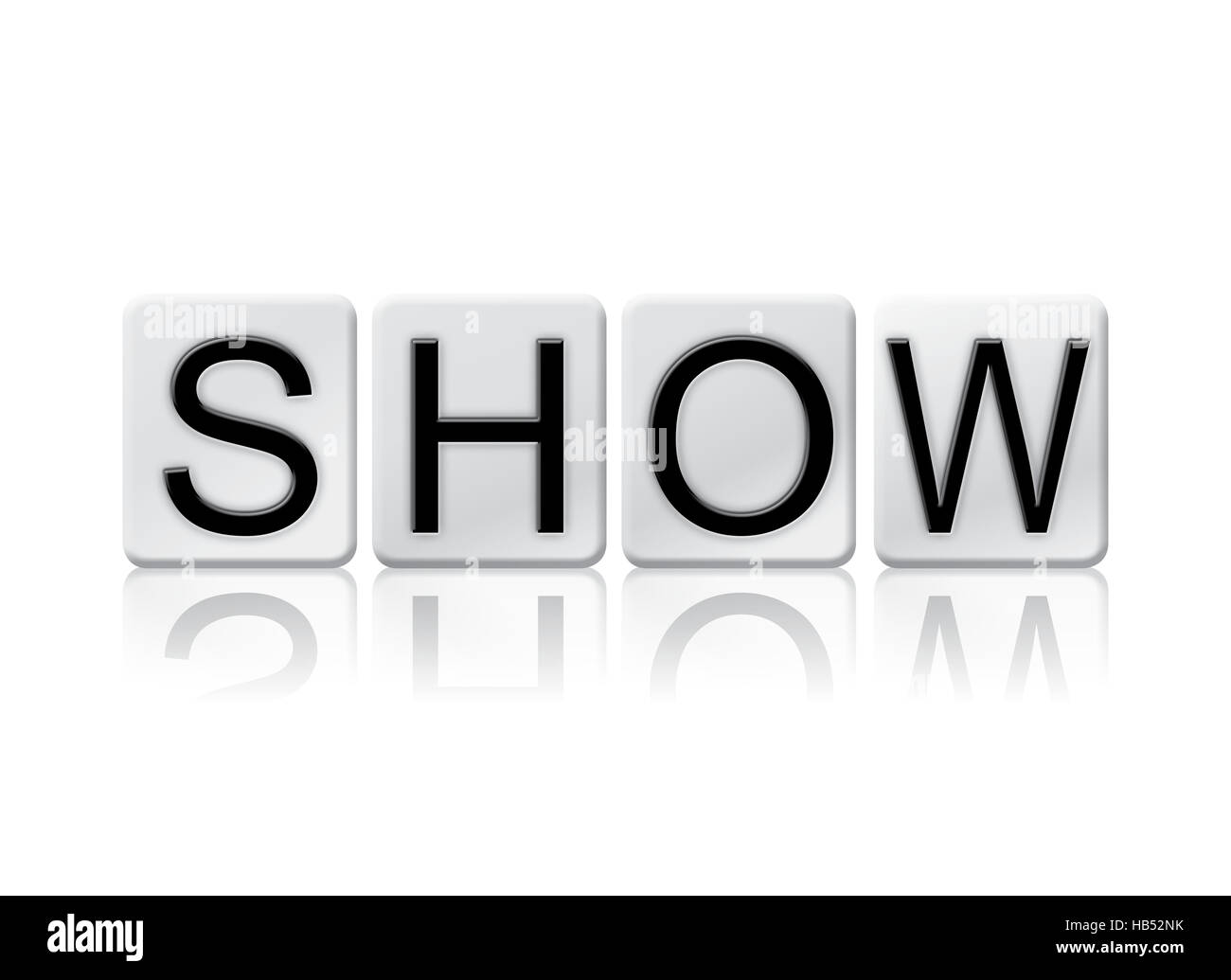 The word "Show" written in tile letters isolated on a white background ...