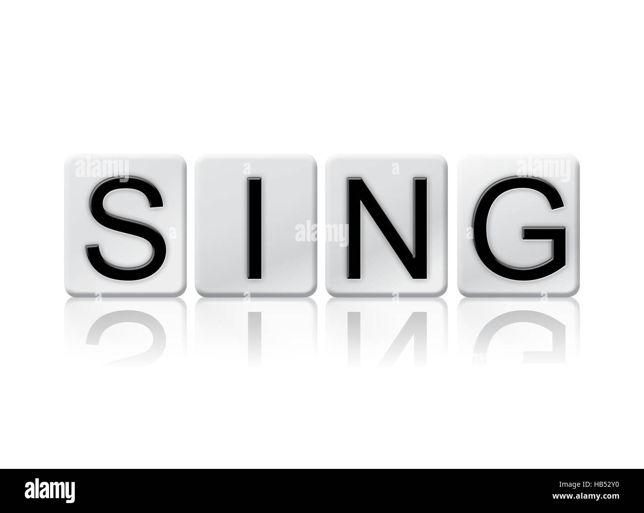 The word "Sing" written in tile letters isolated on a white background ...