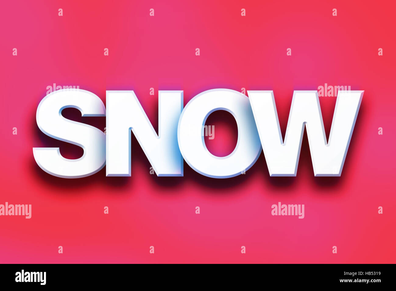 The word "Snow" written in white 3D letters on a colorful background ...
