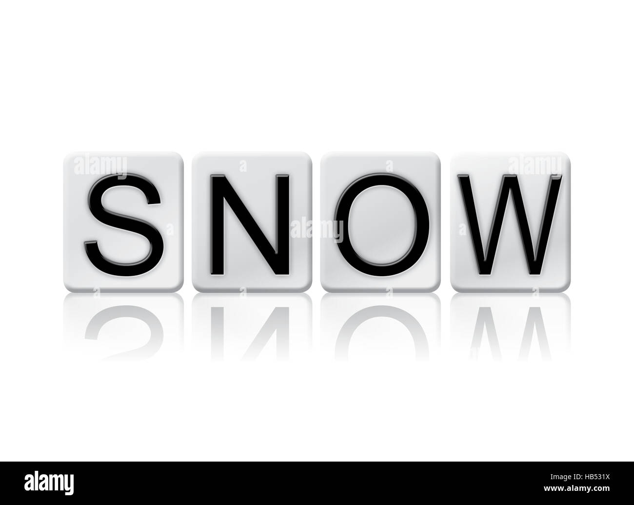 The word "Snow" written in tile letters isolated on a white background ...