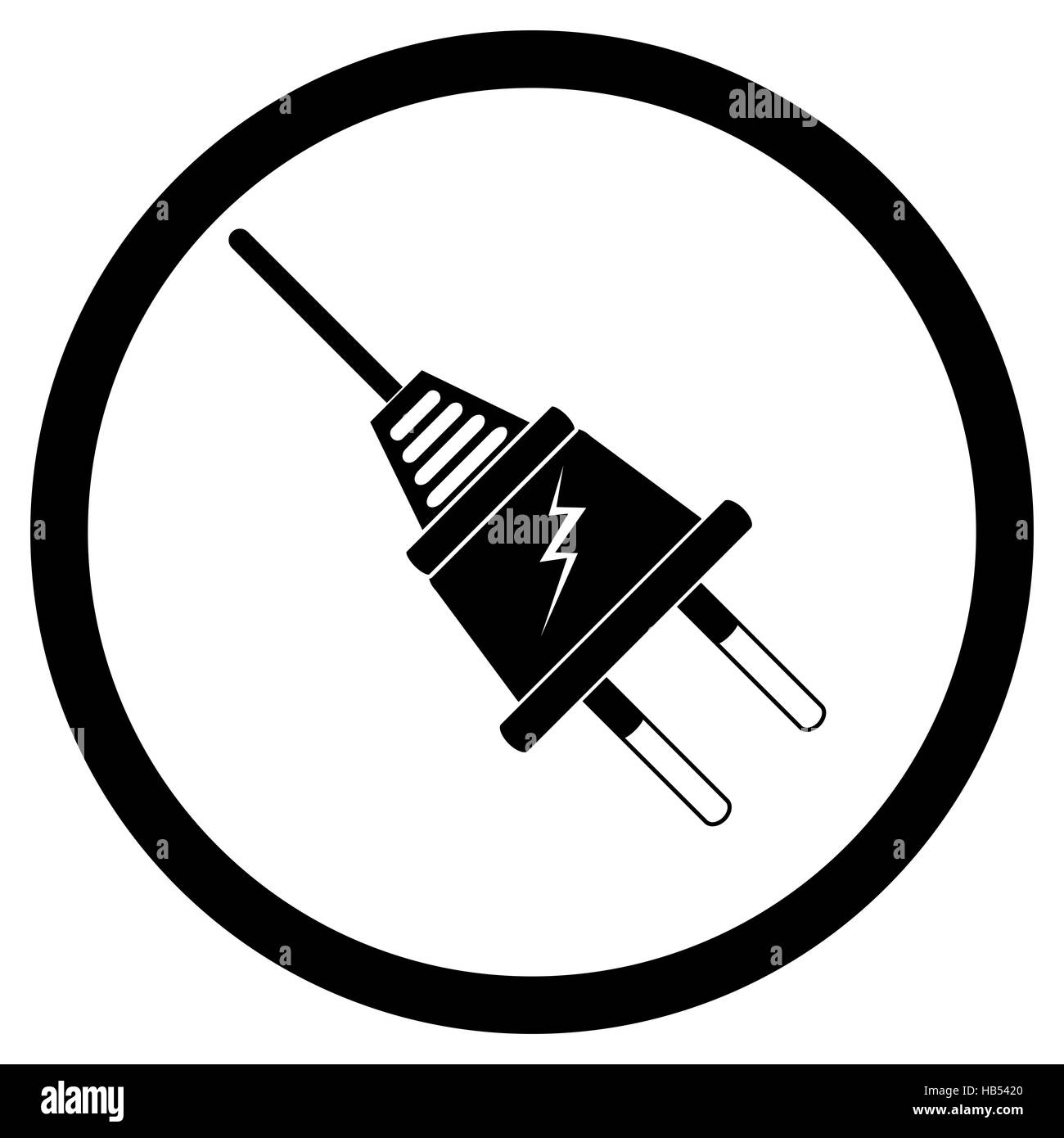 Electric plug black silhouette. Electricity and electric socket ...
