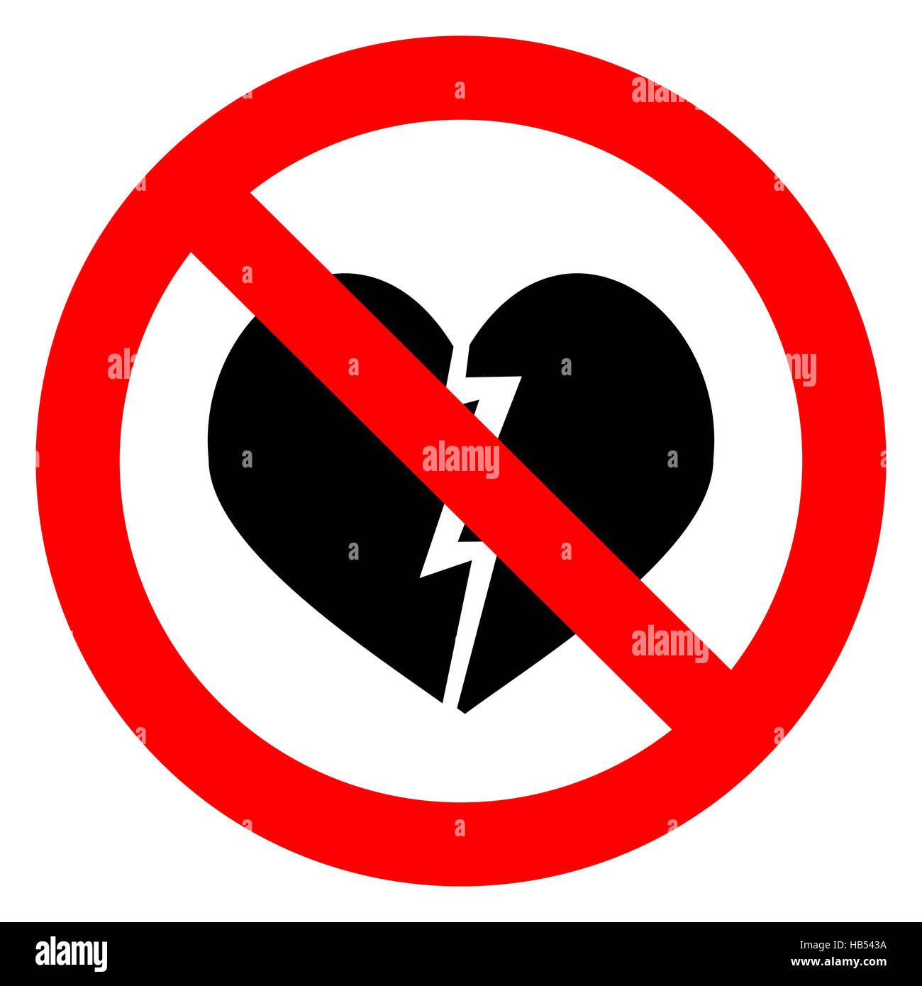 Ban broken heart. Stop heart break, no divorce, shattered heart, vector ...