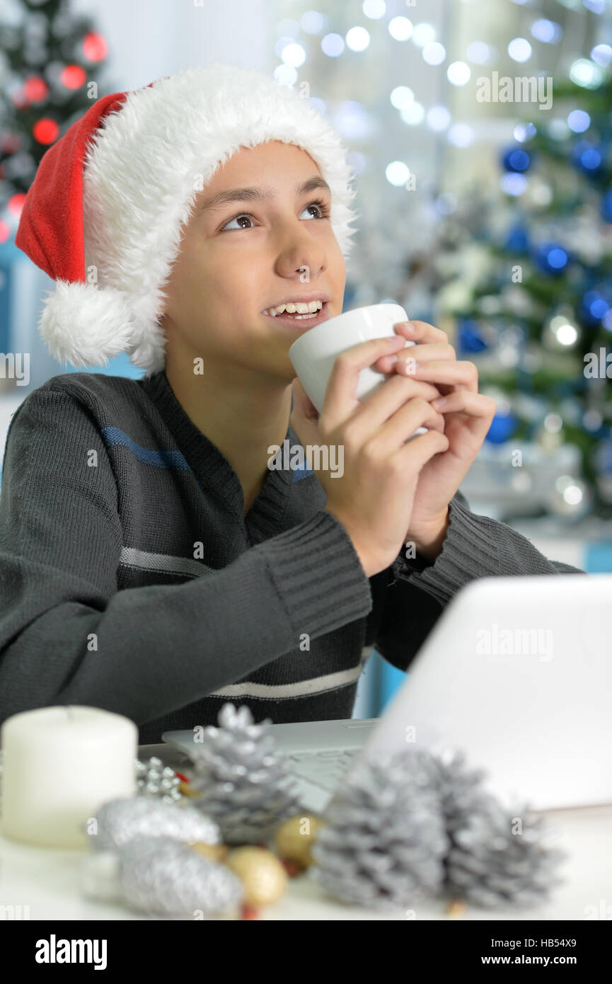 boy drinking tea Stock Photo - Alamy