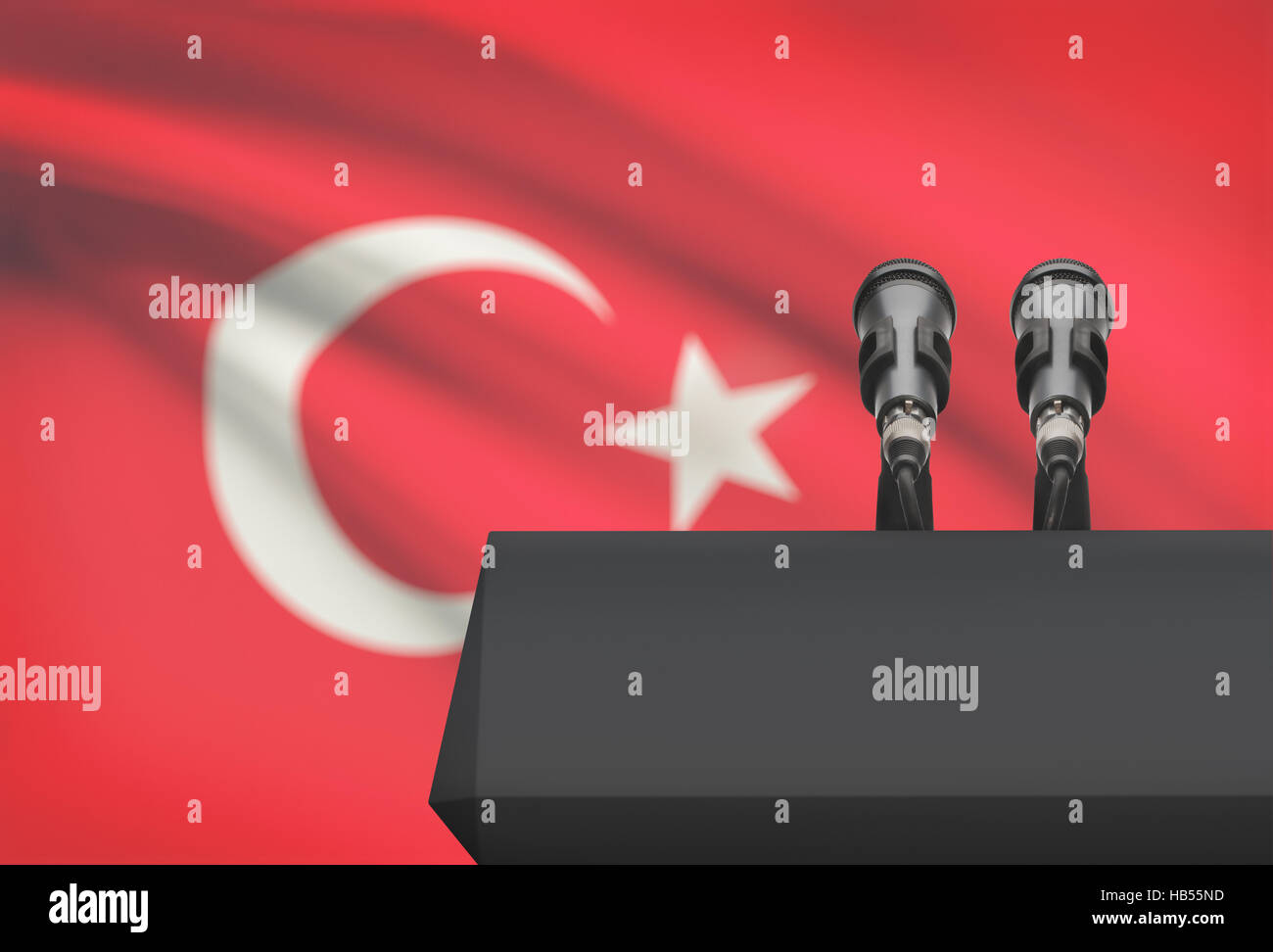 Pulpit and two microphones with a flag on background - Turkey Stock ...