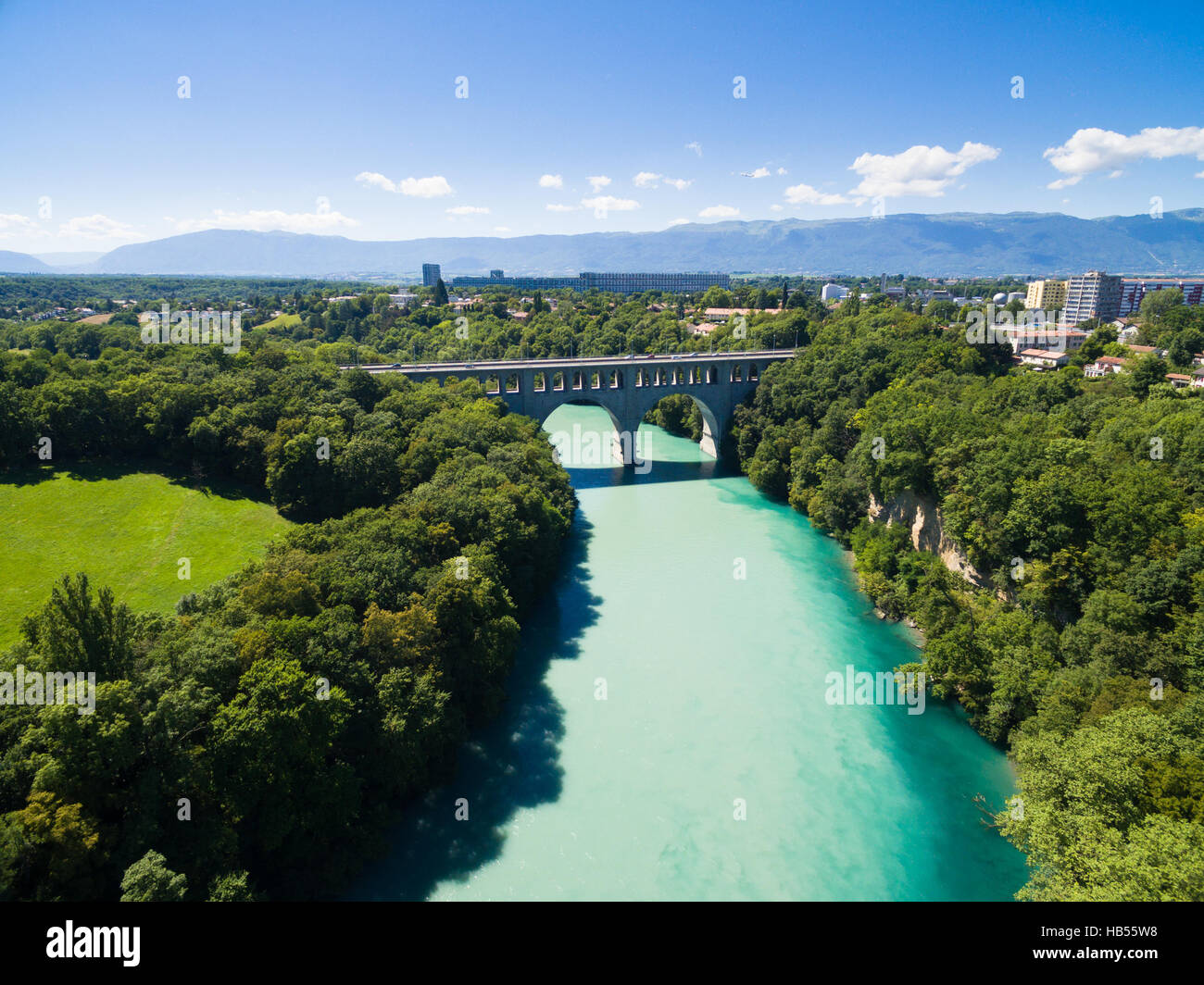 Aerial view arve rhone river hi-res stock photography and images - Alamy