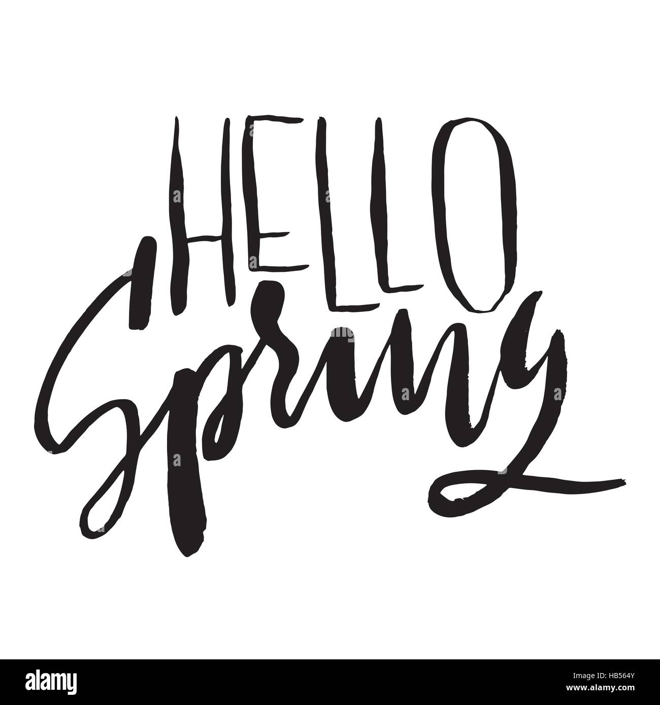 Hand lettered style spring design on a white background. Hello spring ...