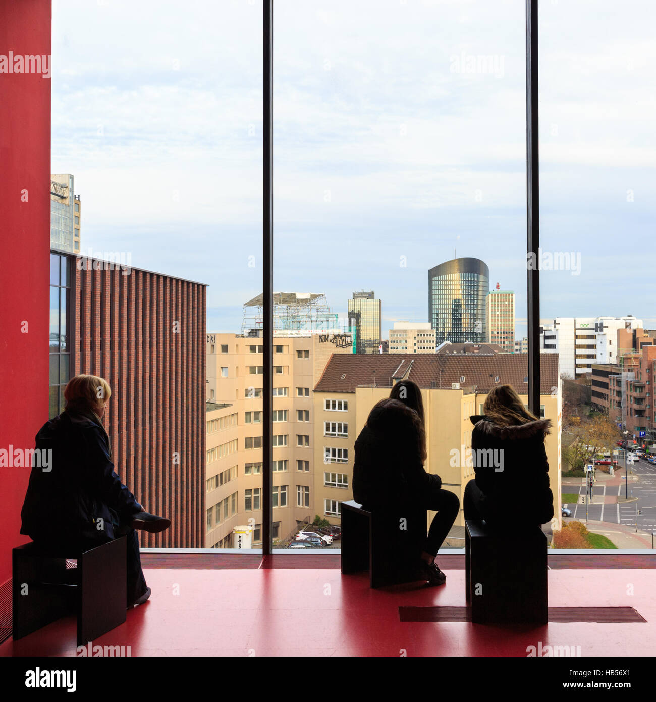 Visitors looking out at the Dortmund skyline from a viewing galleries ...