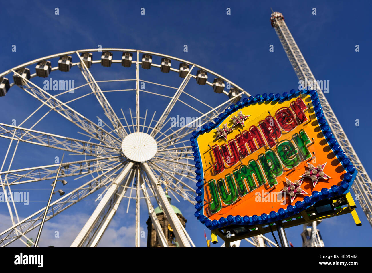 A Ferris big wheel in an amusement Square in Amsterdam, Holland ...