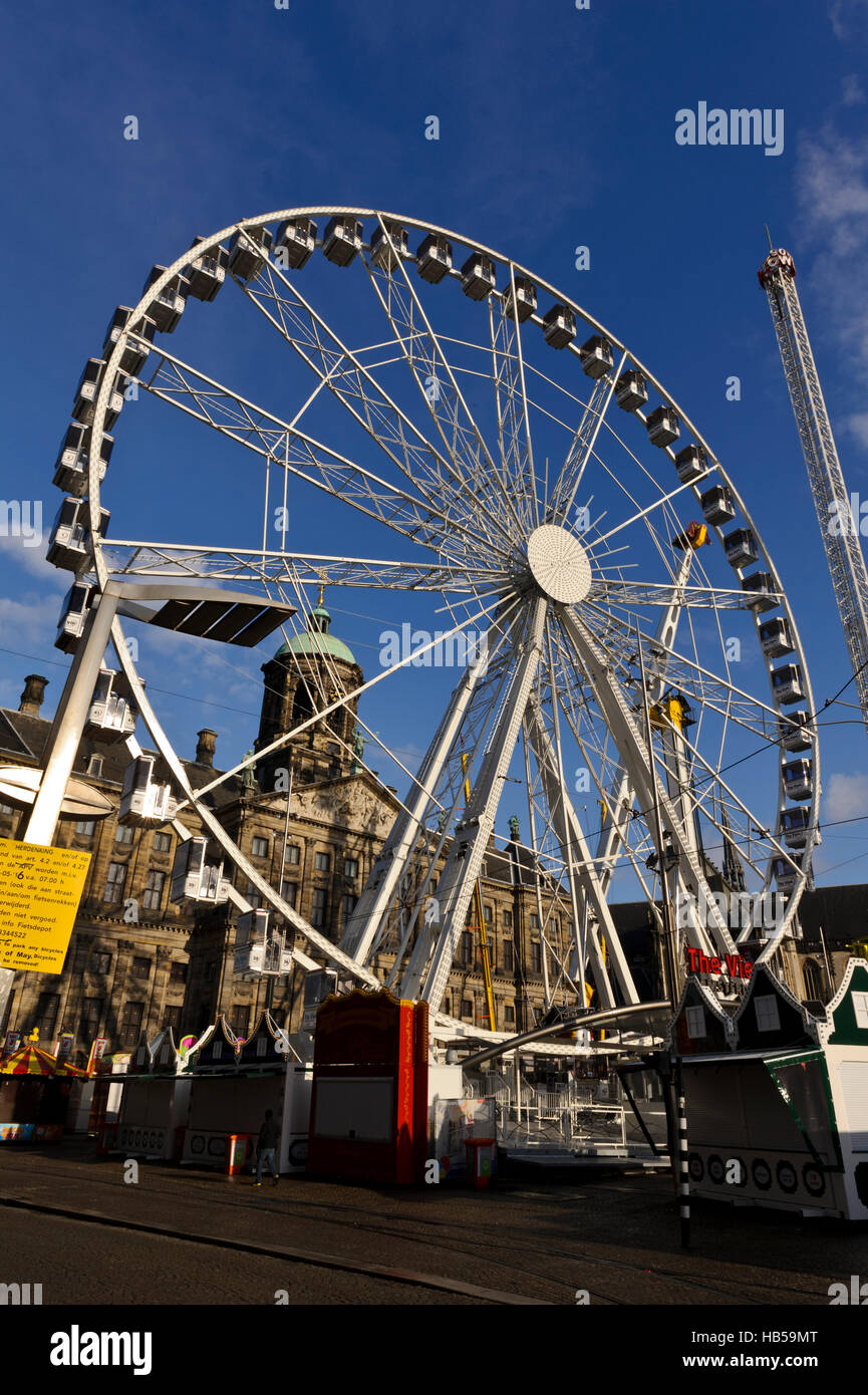 A Ferris big wheel in an amusement Square in Amsterdam, Holland ...