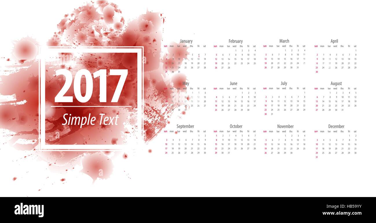 Beautiful abstract watercolor blots printable 12 monthly calendar 2017 ...