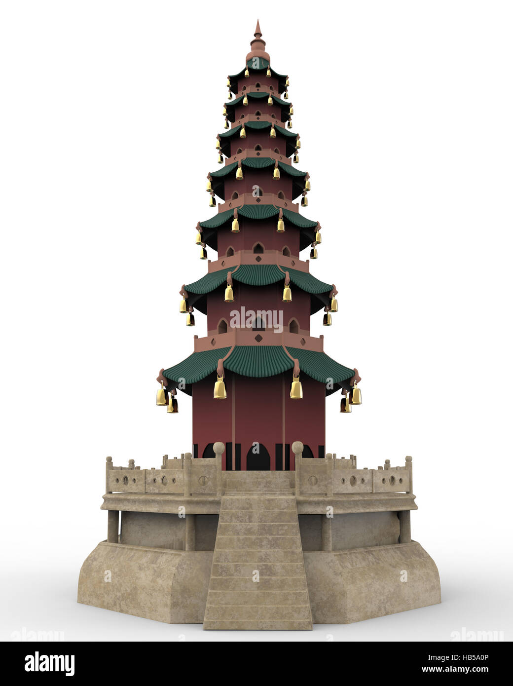 Pagoda Tower Isolated Stock Photo - Alamy