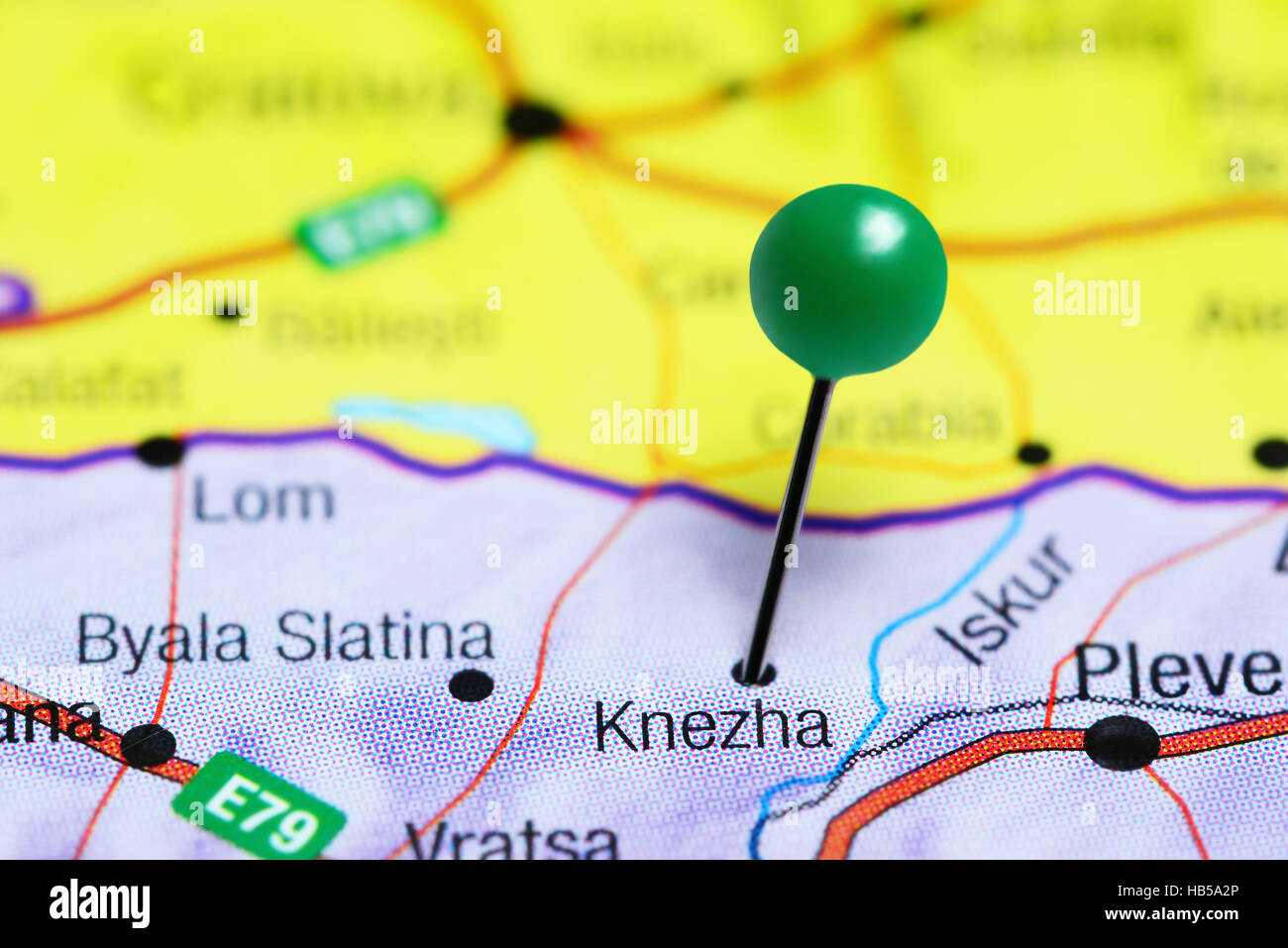 Knezha pinned on a map of Bulgaria Stock Photo - Alamy