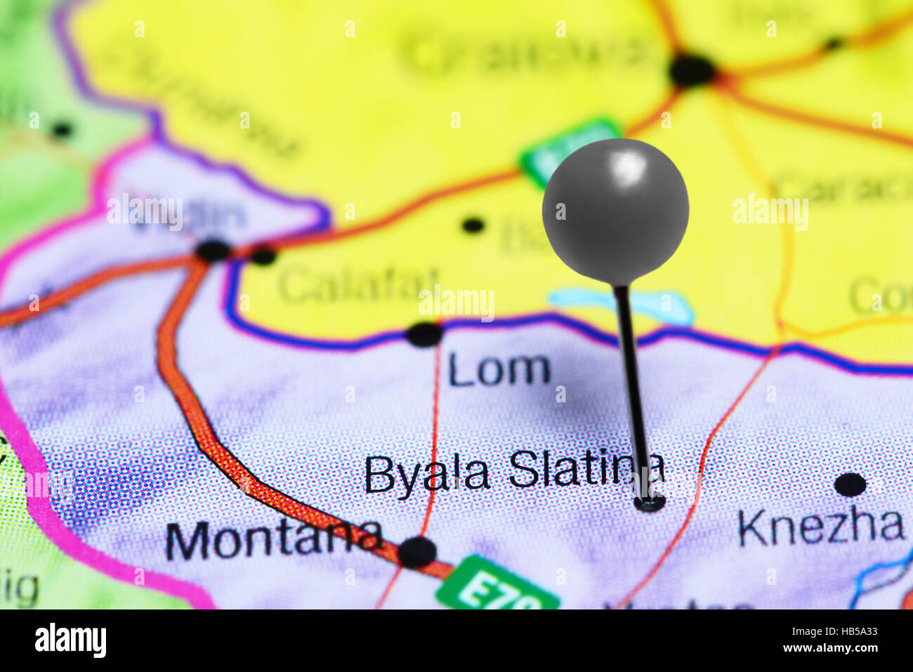 Byala Slatina pinned on a map of Bulgaria Stock Photo - Alamy