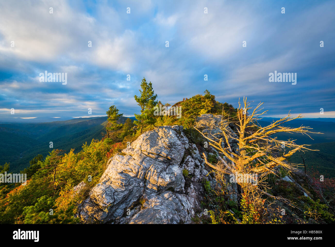Evening view of the Blue Ridge Mountains from Table Rock, on the rim of ...