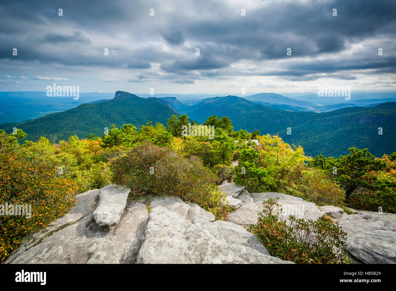 View of the Blue Ridge Mountains from Hawksbill Mountain, on the rim of ...