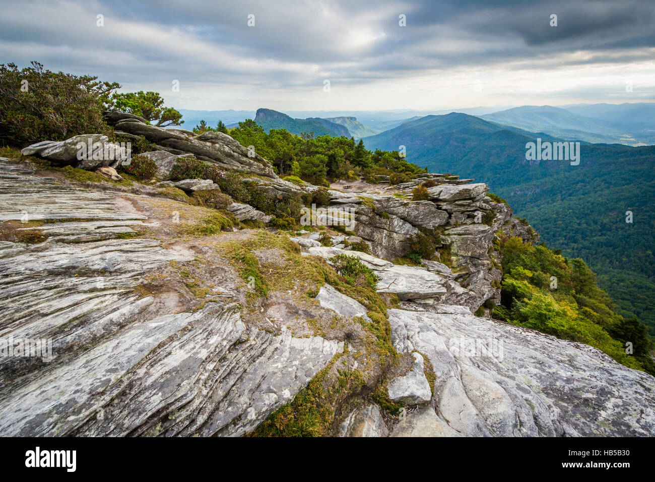 View of the Blue Ridge Mountains from Hawksbill Mountain, on the rim of ...