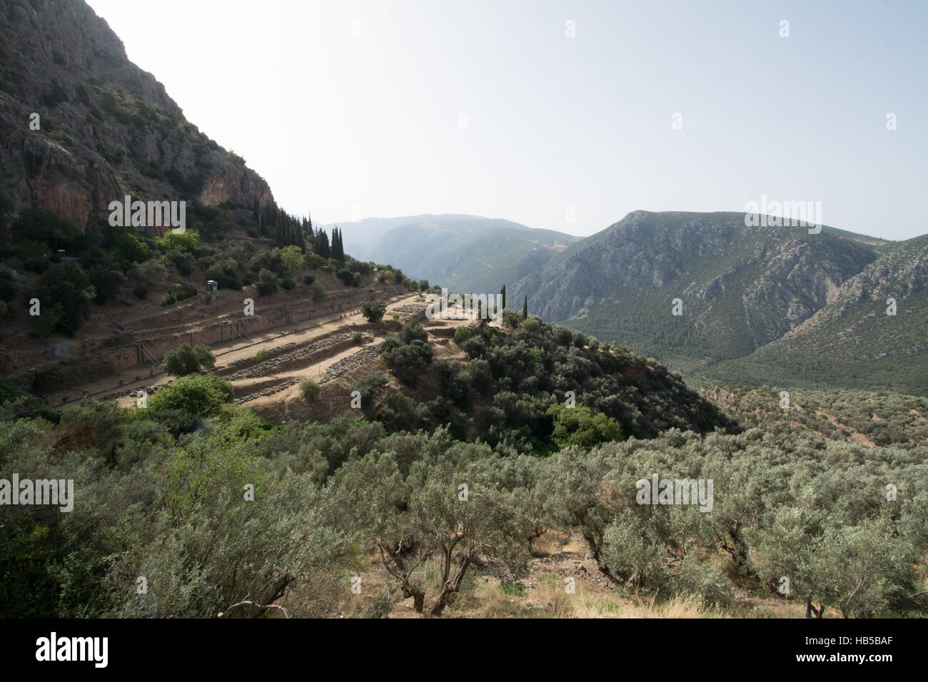 The archaeological site of Delphi in Greece in mountain scenery Stock ...