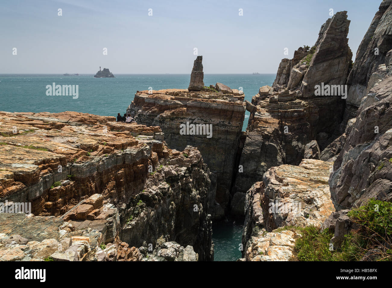 Steep and rugged cliff at the Taejongdae Resort Park in Busan, South ...