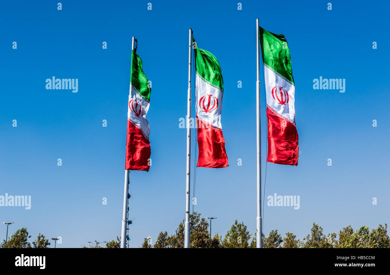 Iranian flags in Tehran, capital of Iran Stock Photo - Alamy