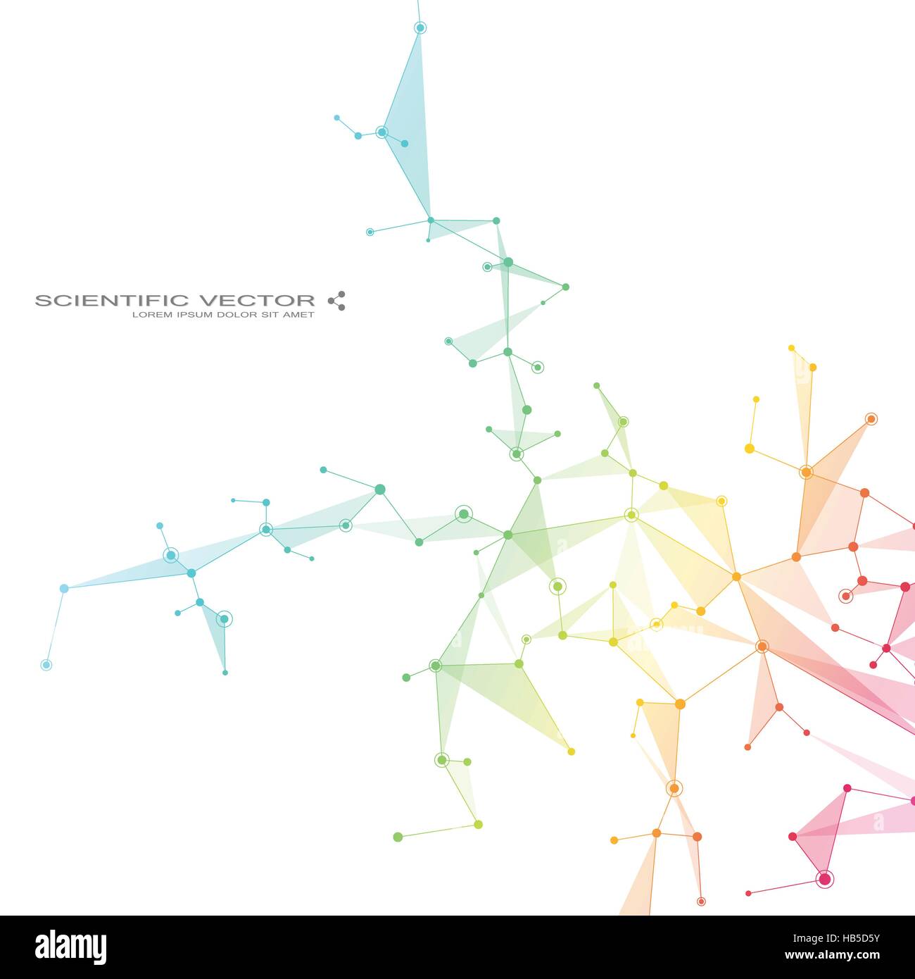 Molecule DNA and neurons vector. Molecular structure. Connected lines ...