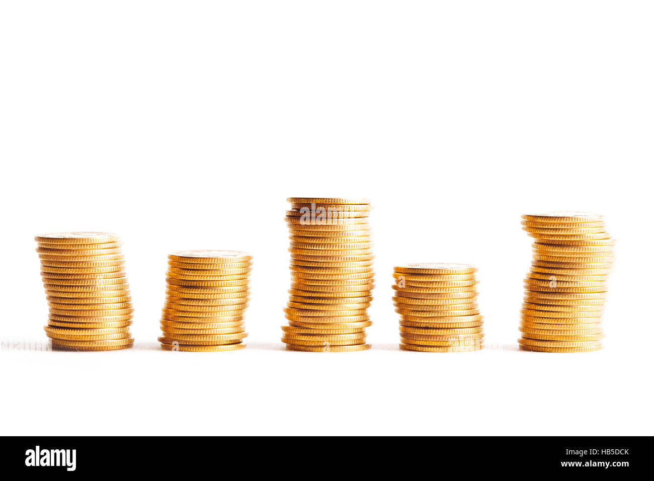 Gold coin stack isolated on white Stock Photo - Alamy