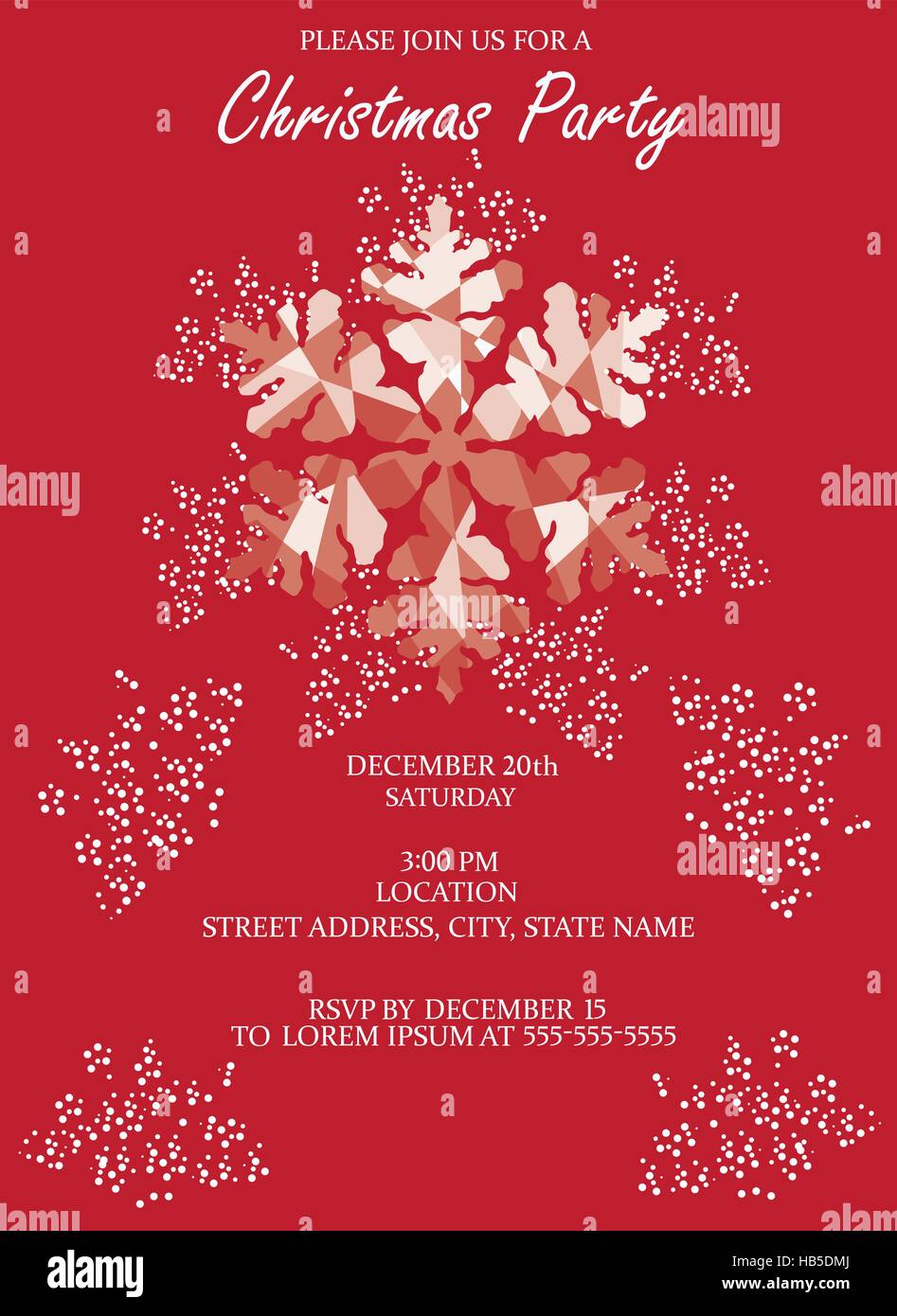 vector illustration of a Christmas snowflake invitation Stock Vector ...