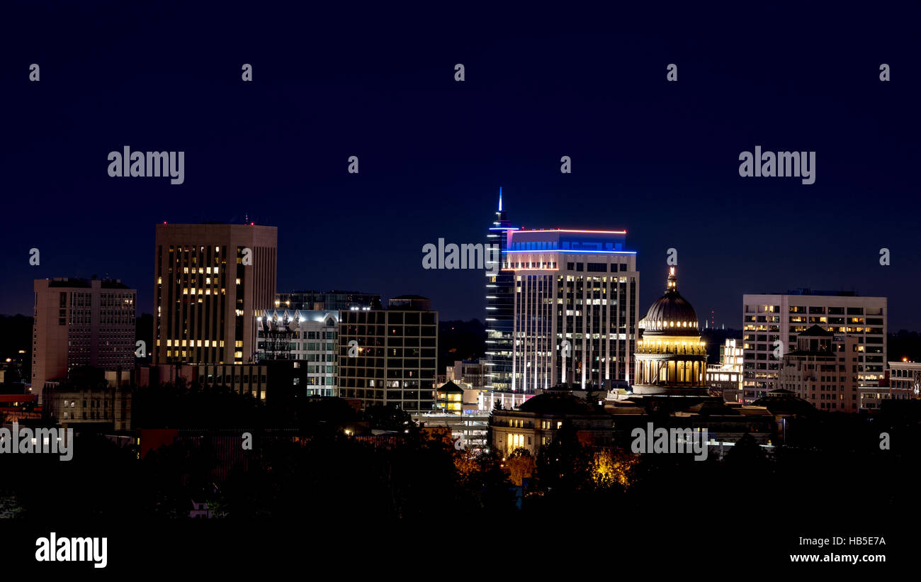 City of Boise Idaho skyline at night with capital building Stock Photo ...