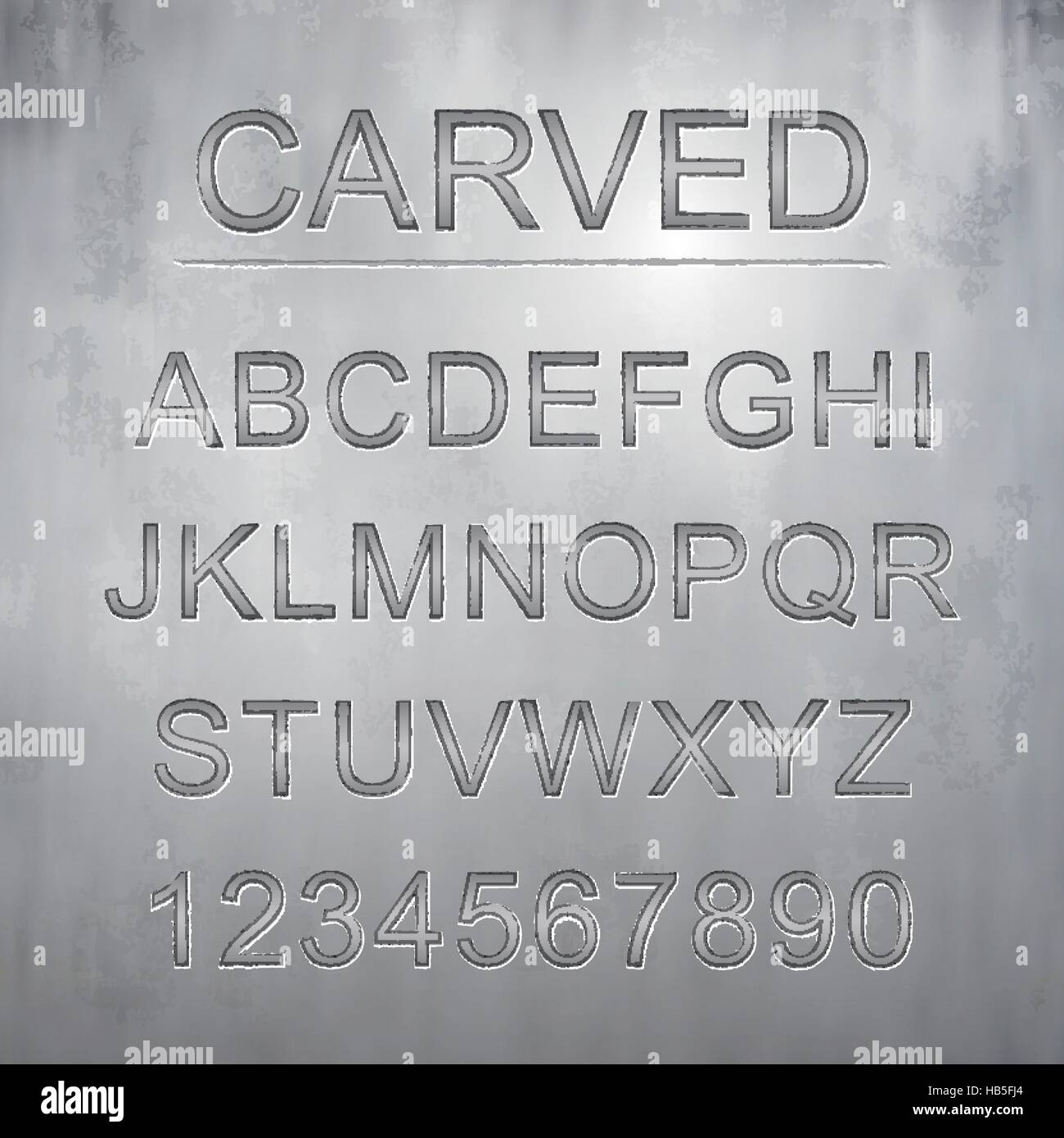 metallic carved font design set over grey background Stock Vector Image ...