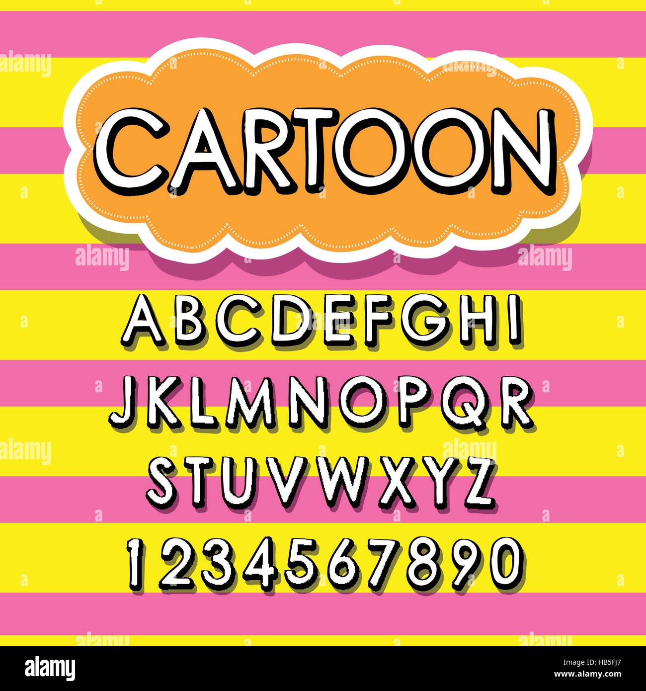 cartoon style attractive font design set over colorful background Stock ...
