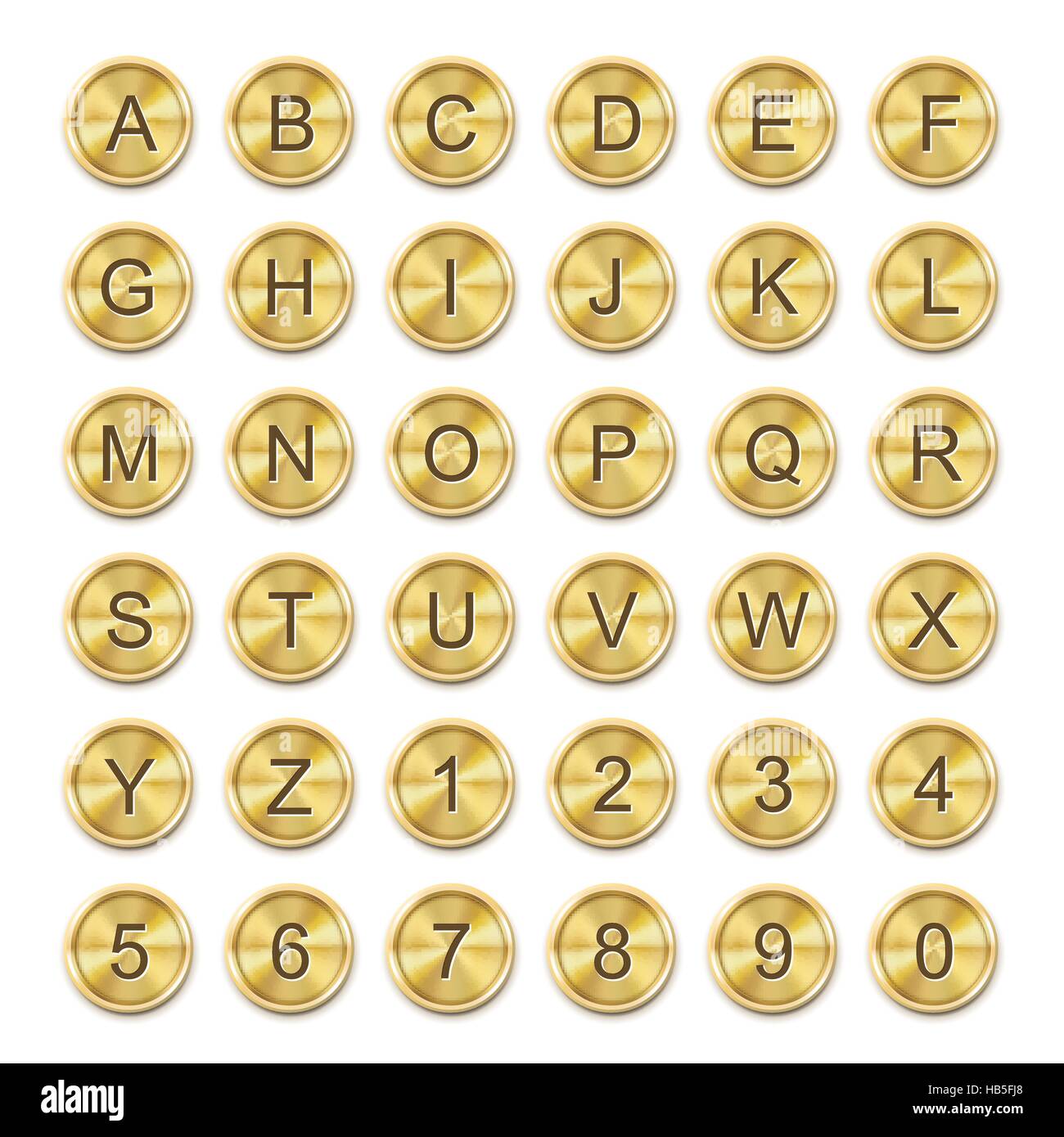 glossy golden font design set over white background Stock Vector Image ...