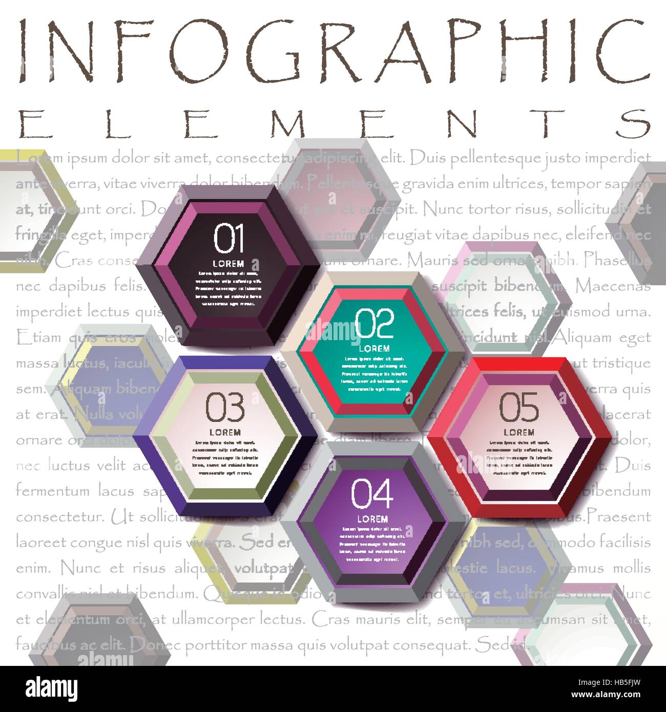 abstract trendy infographic elements design with colorful hexagons ...