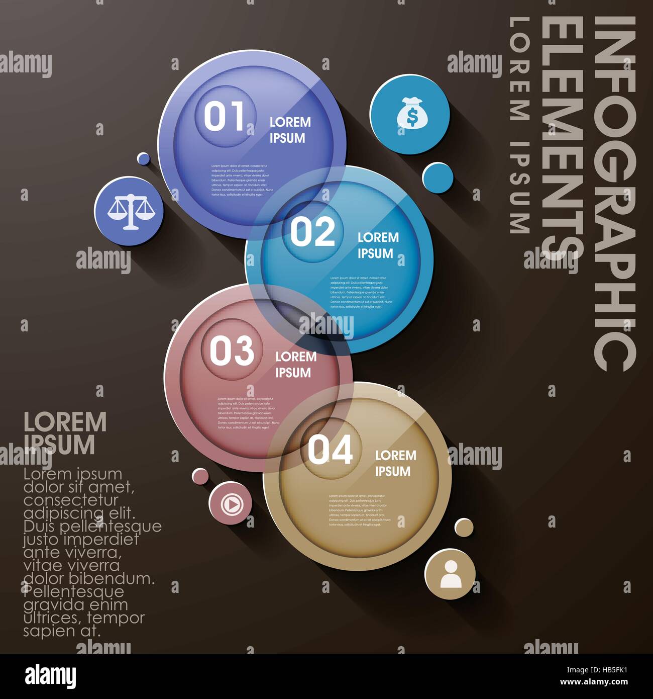 abstract trendy infographic elements design with translucent circles ...