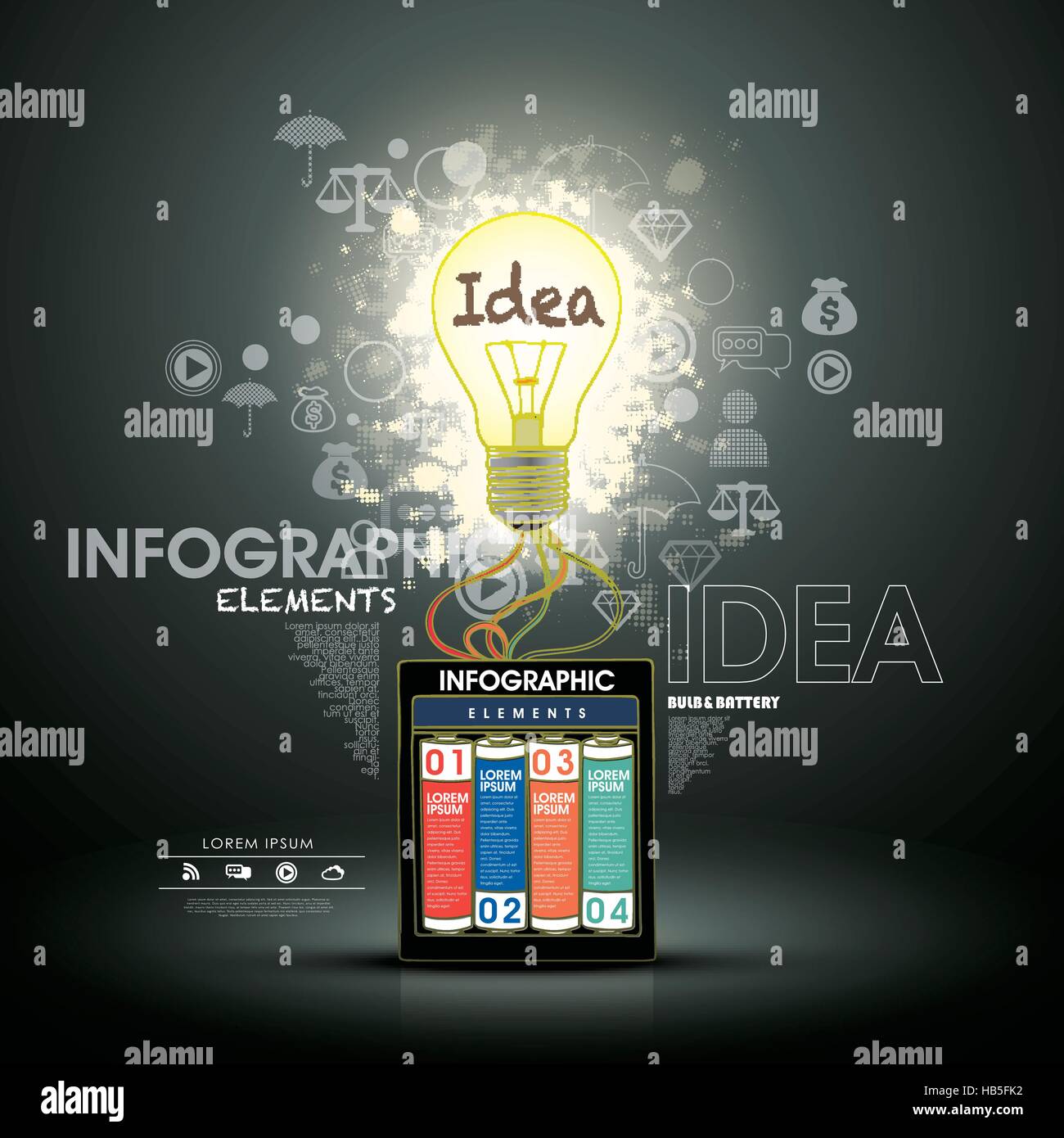 modern creative infographic elements design with lighting bulb Stock ...