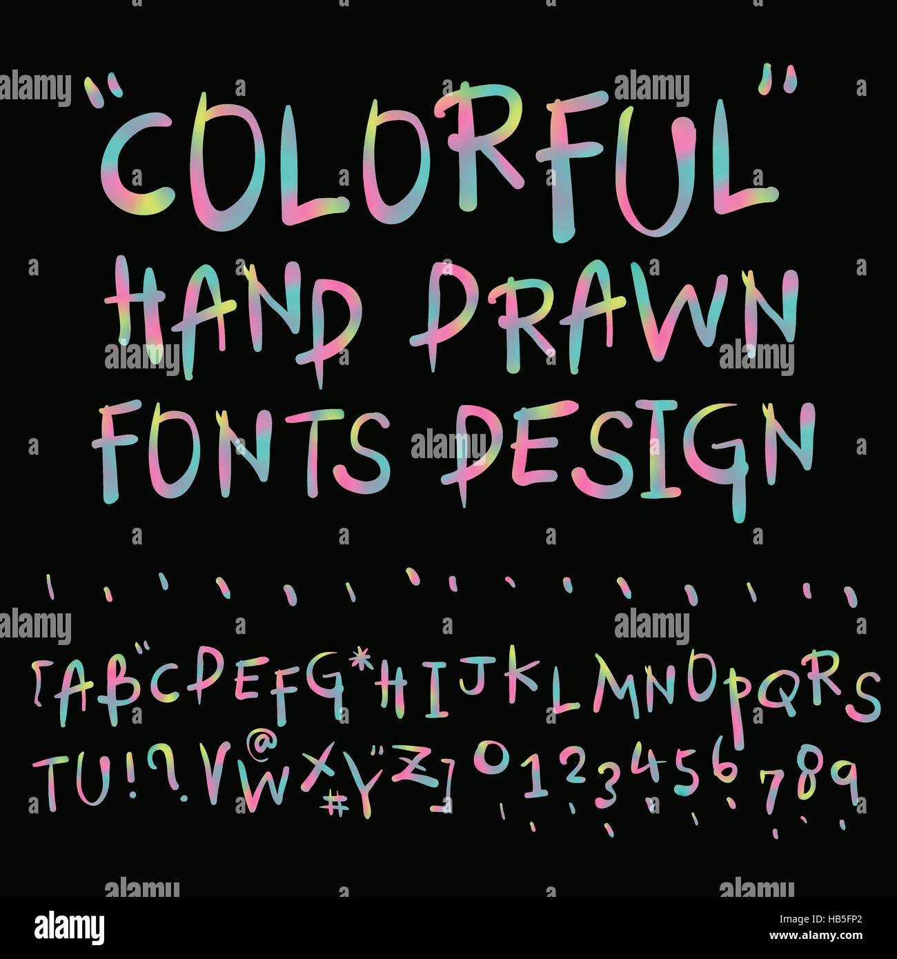 colorful hand drawn fonts design over black background Stock Vector ...