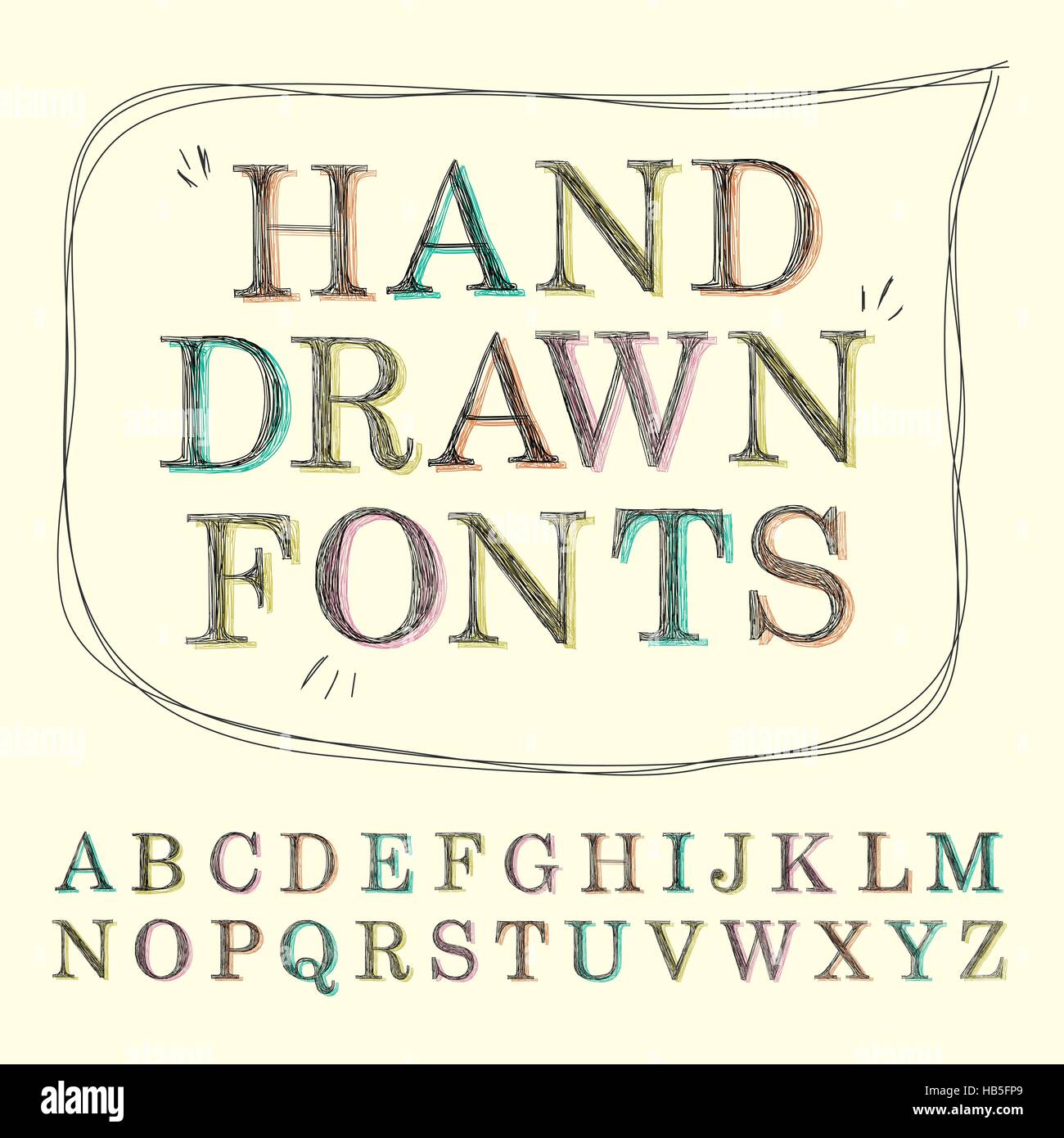 colorful hand drawn fonts design over beige background Stock Vector ...
