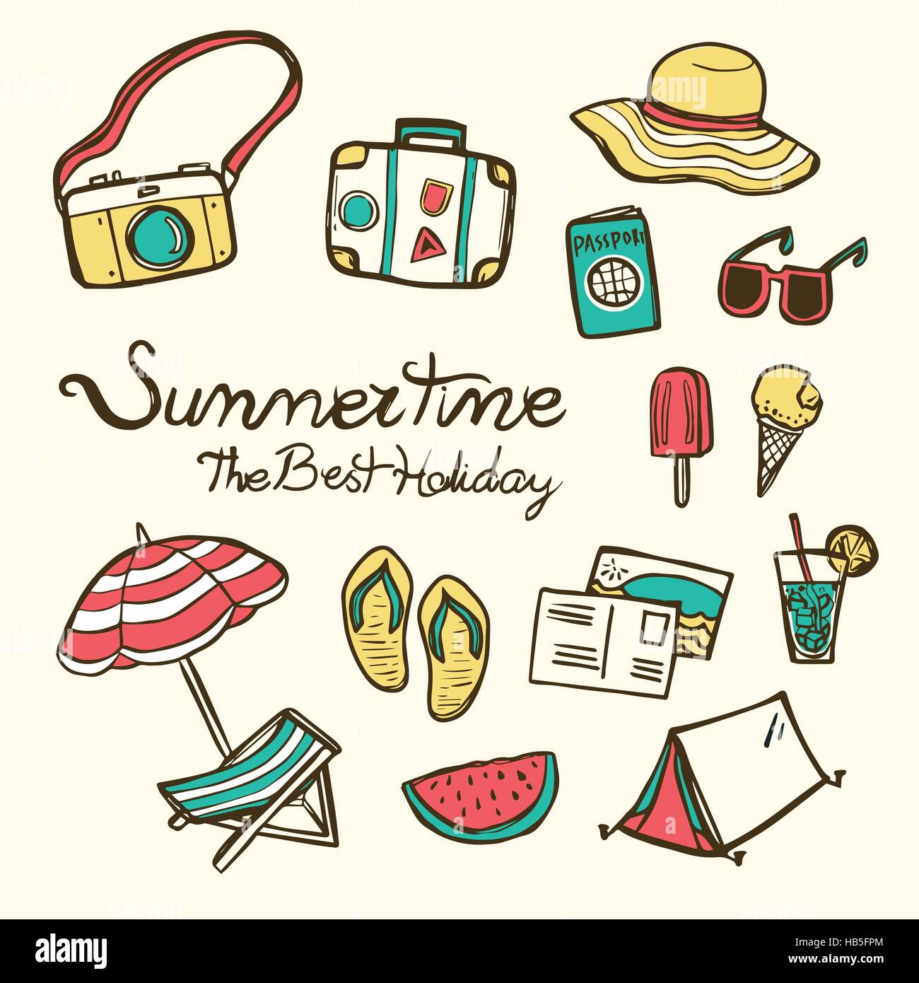 Summer essentials beach Stock Vector Images - Alamy
