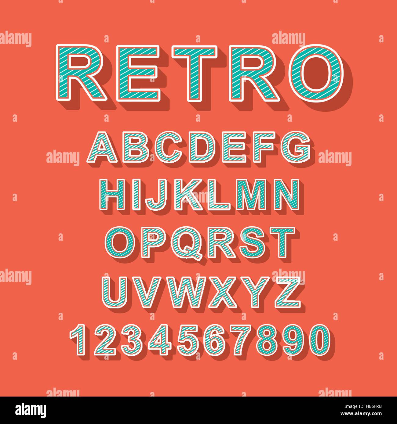 attractive retro font set over orange background Stock Vector Image ...