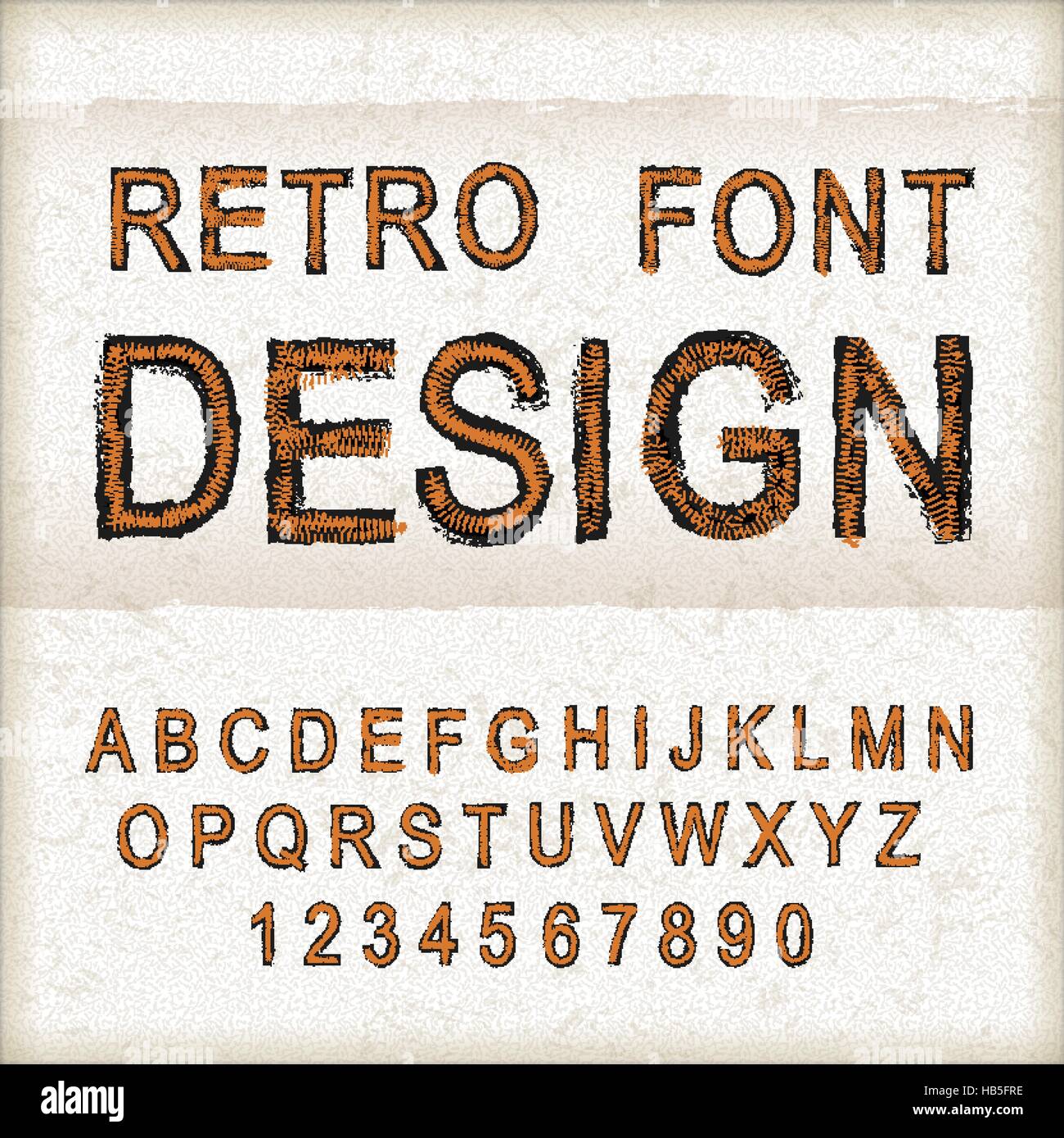 vintage sewing font design set over beige background Stock Vector Image ...