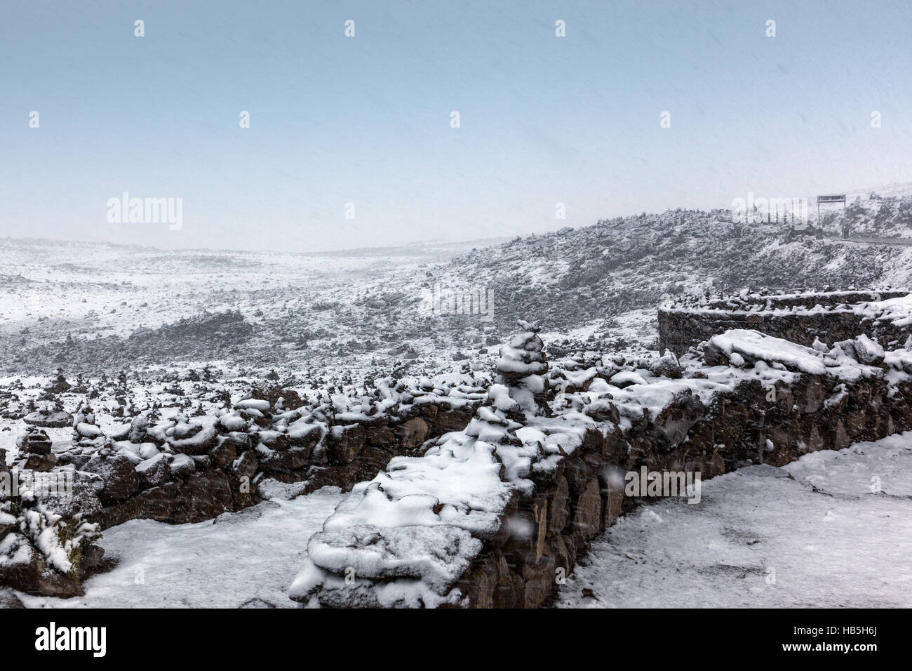 snowfall on mountain pass Stock Photo - Alamy
