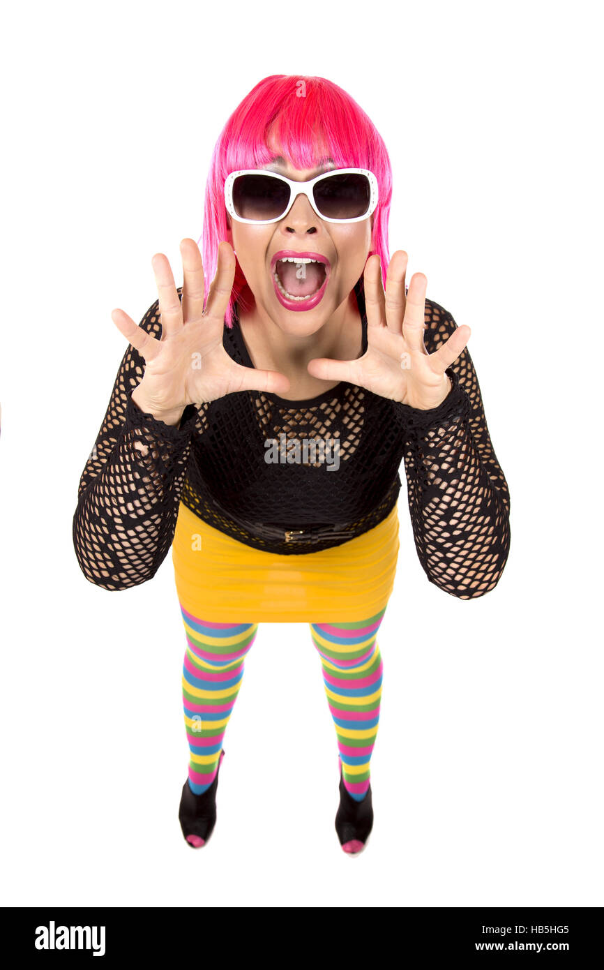 fashion woman in bright outfit Stock Photo - Alamy