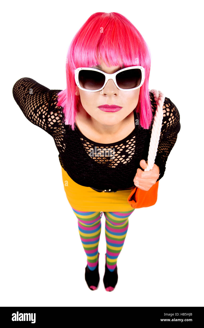fashion woman in bright outfit Stock Photo - Alamy