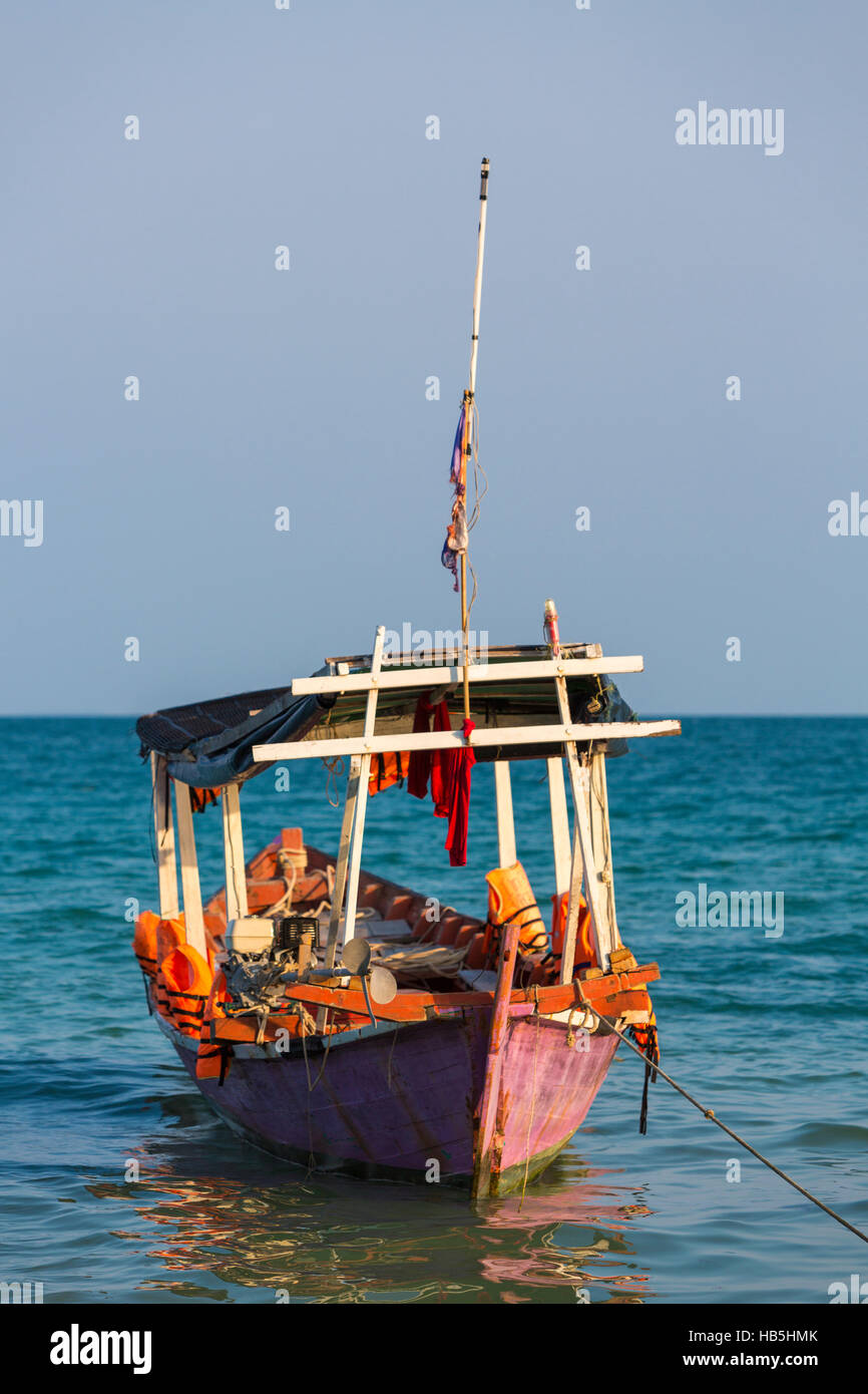 Sea view with khmer boat, beach of Koh Rong. Cambodia Stock Photo - Alamy