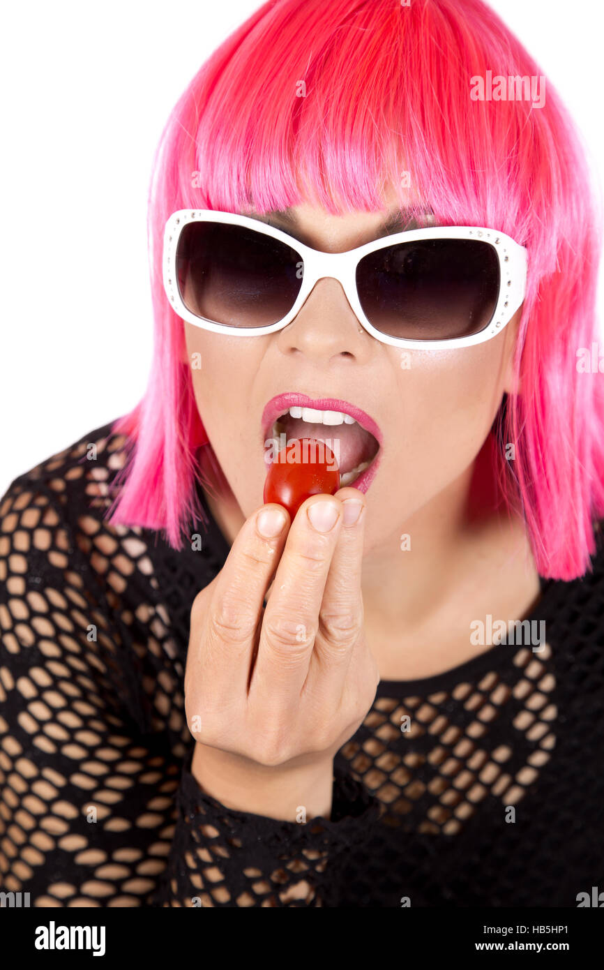 fashion woman in bright outfit Stock Photo - Alamy