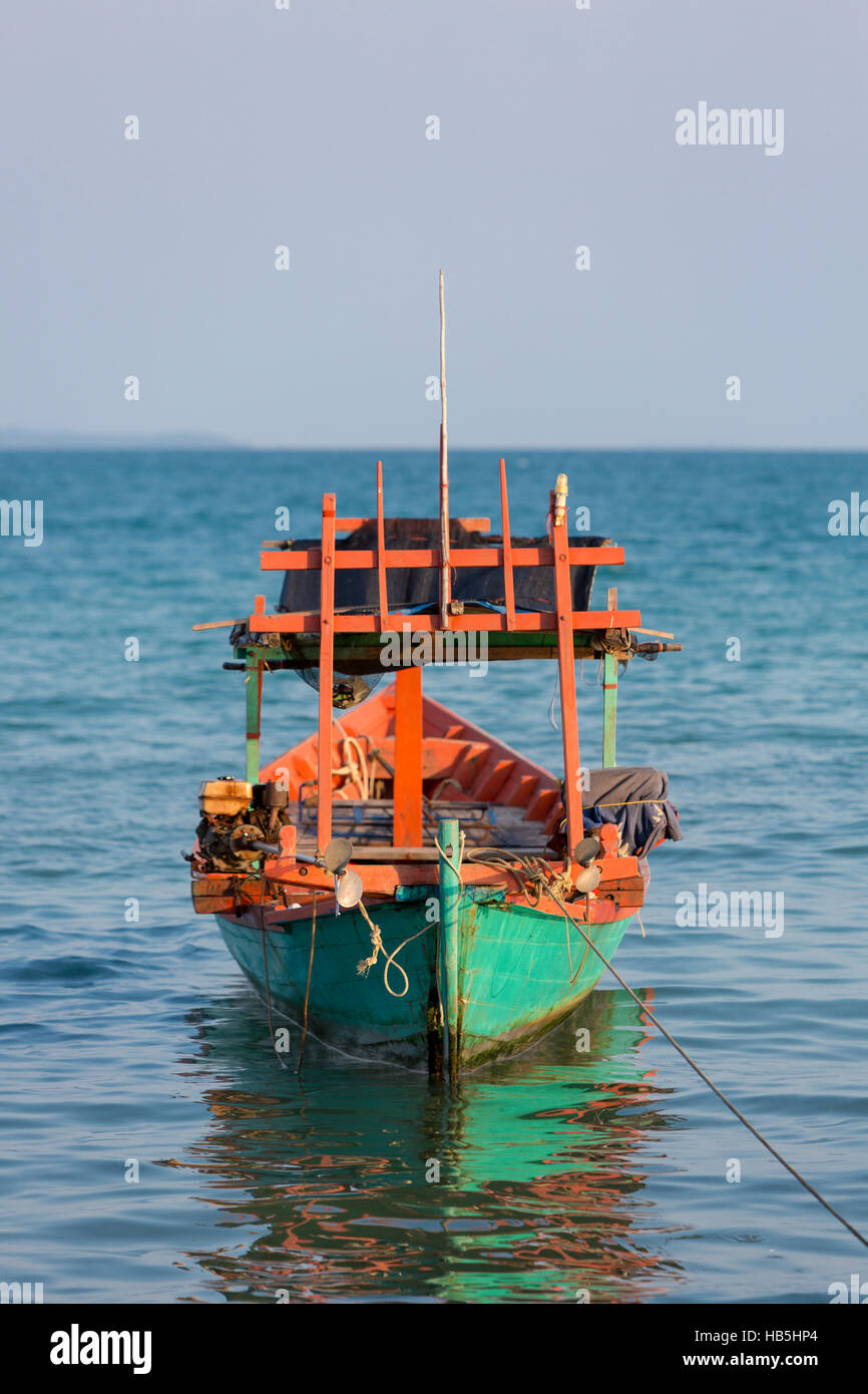 Sea view with khmer boat, beach of Koh Rong. Cambodia Stock Photo - Alamy