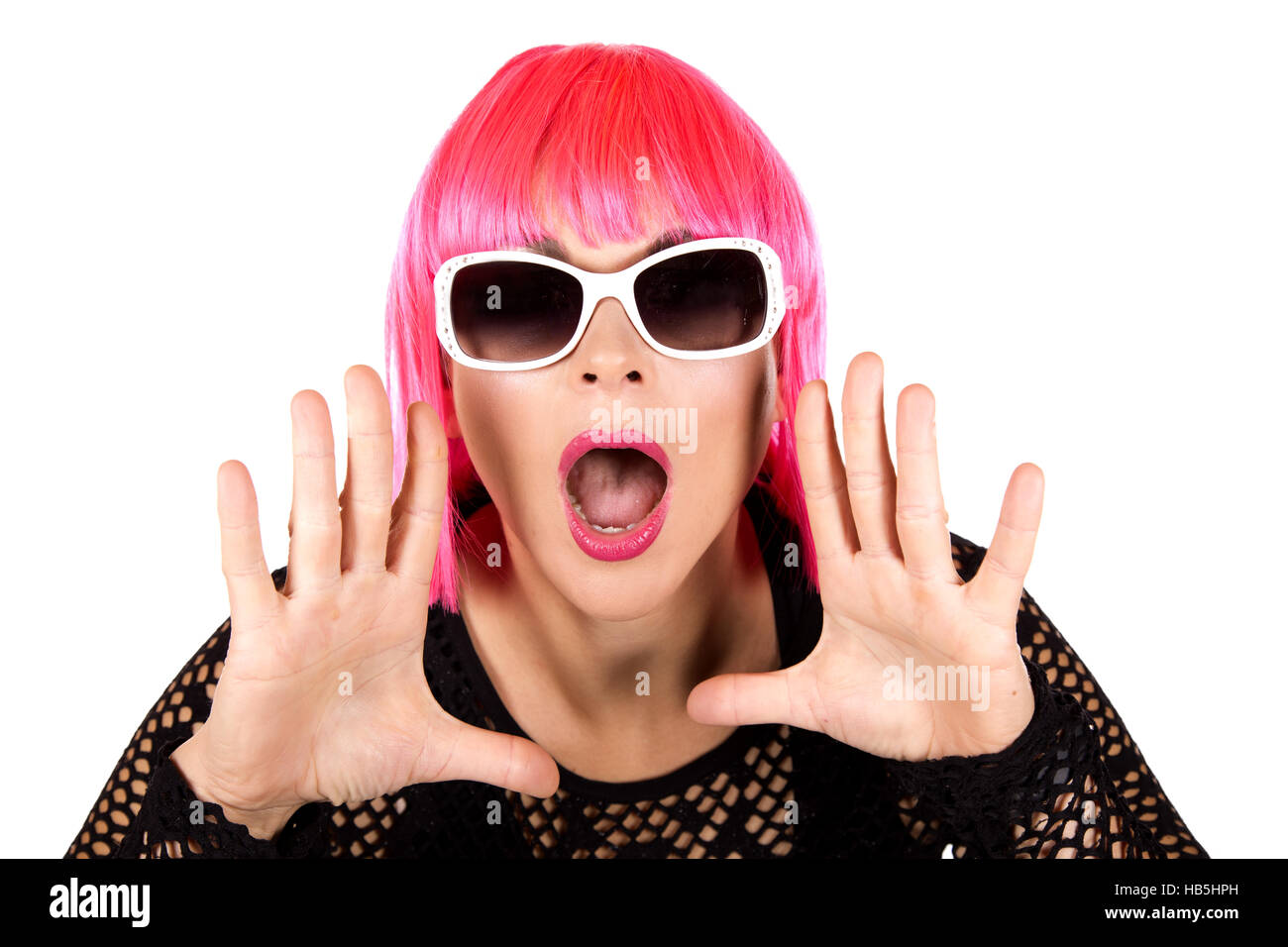 fashion woman in bright outfit Stock Photo - Alamy