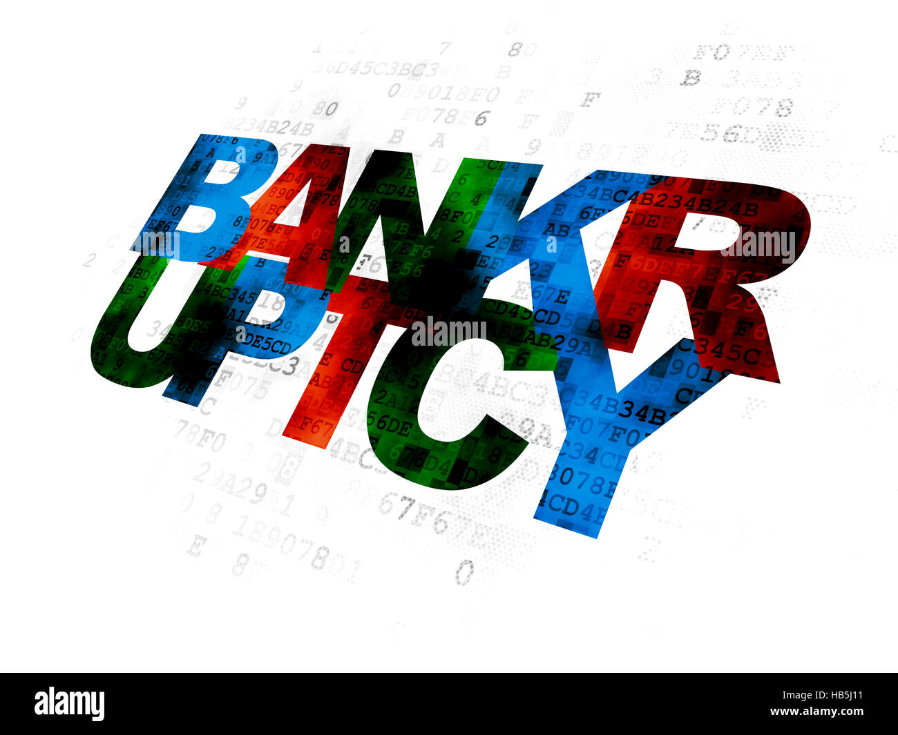 Banking concept: Pixelated multicolor text Bankruptcy on Digital ...